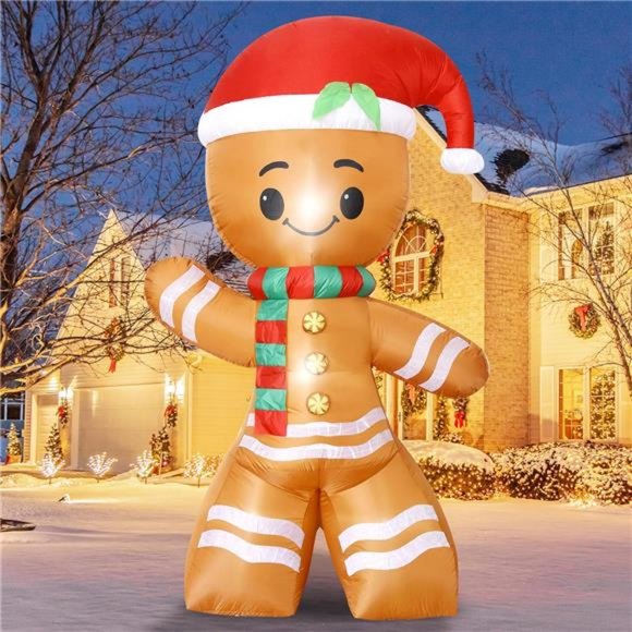 Holiday | 8ft H Christmas Inflatable Gingerbread Man With Buildin Led ...